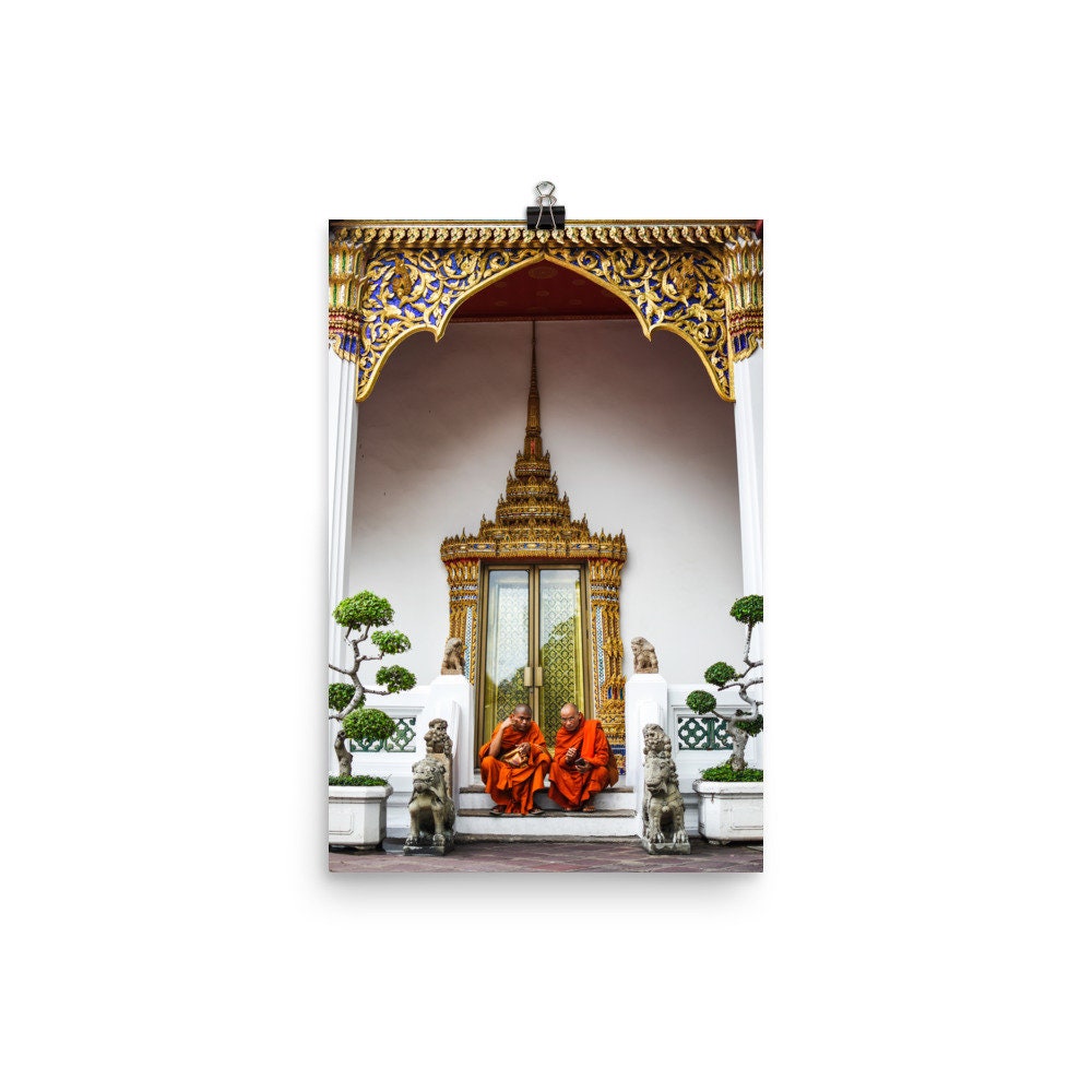 Two Monks Print Buddhism Culture Poster Bangkok Thailand - Etsy