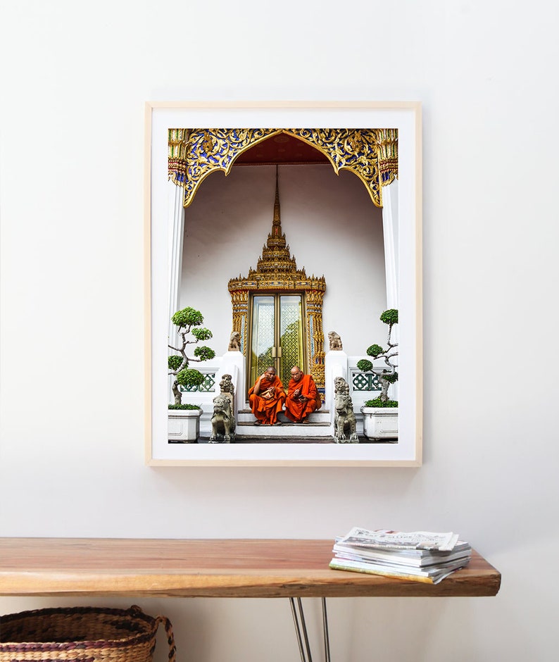 Two Monks Print Buddhism Culture Poster Bangkok Thailand - Etsy