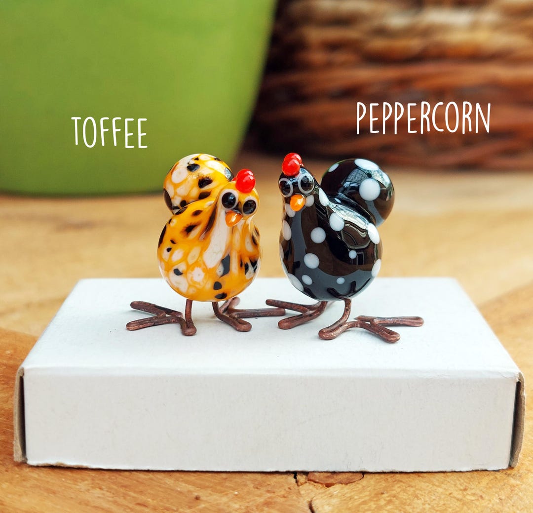 Handmade Glass Miniature Chickens: Farm Animal Decor - Etsy