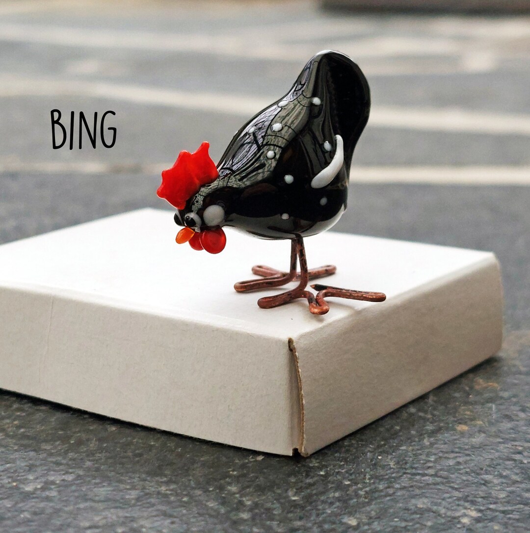 Glass Miniature Rooster Roo Collectables Easter Decoration Miniature ...