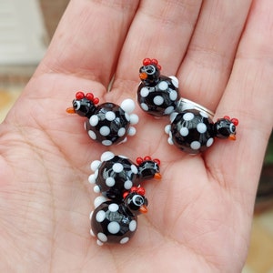 Chicken Bead Polka Dot Hen Poultry Jewelry Findings Glass Beads Animal ...