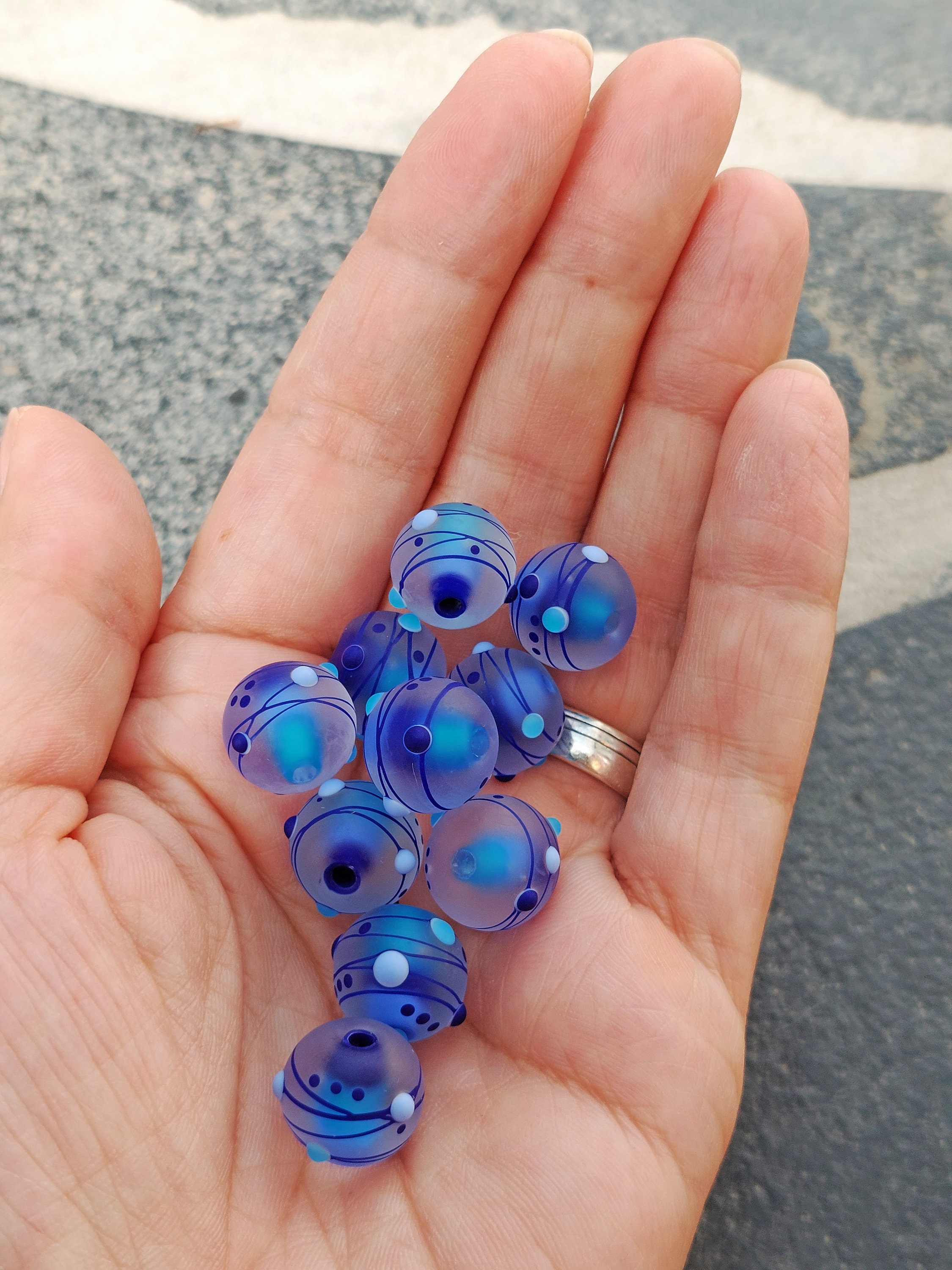 Pair 2 Beads of Handmade Lampwork Etched Sea Salt Bead Glass - Etsy