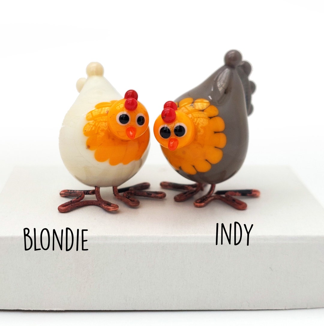 Glas Miniatuur Kippen Duo Verzamelobjecten Pasen Decoratie Miniatuur ...