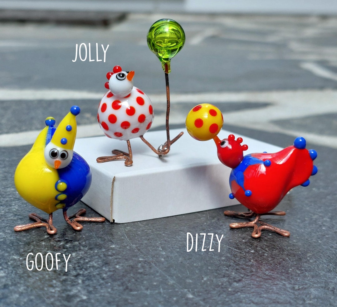 Murano Glass Circus Chicken Figurines, Collectible Carnival Trio - Etsy