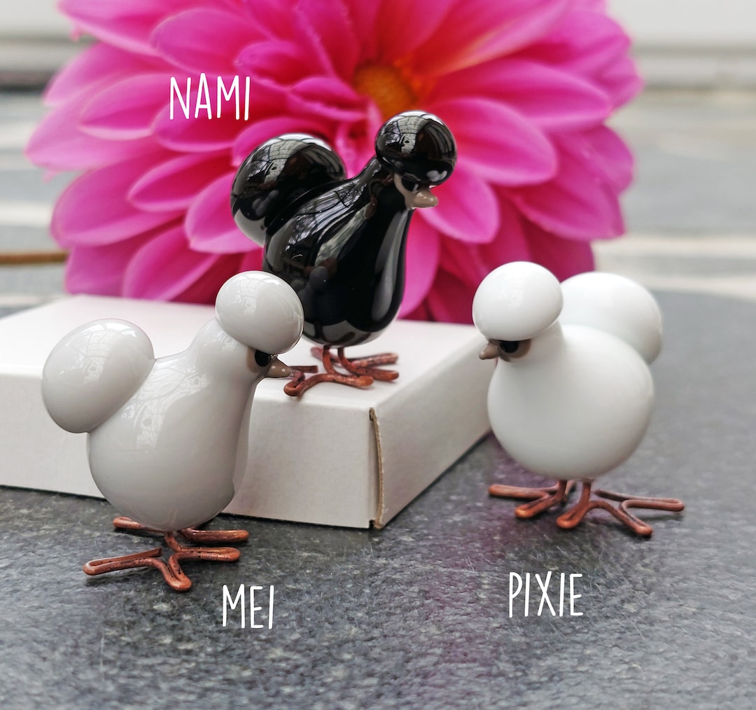 Handmade Glass Silkie Chickens Trio: Miniature Farm Decor - Etsy