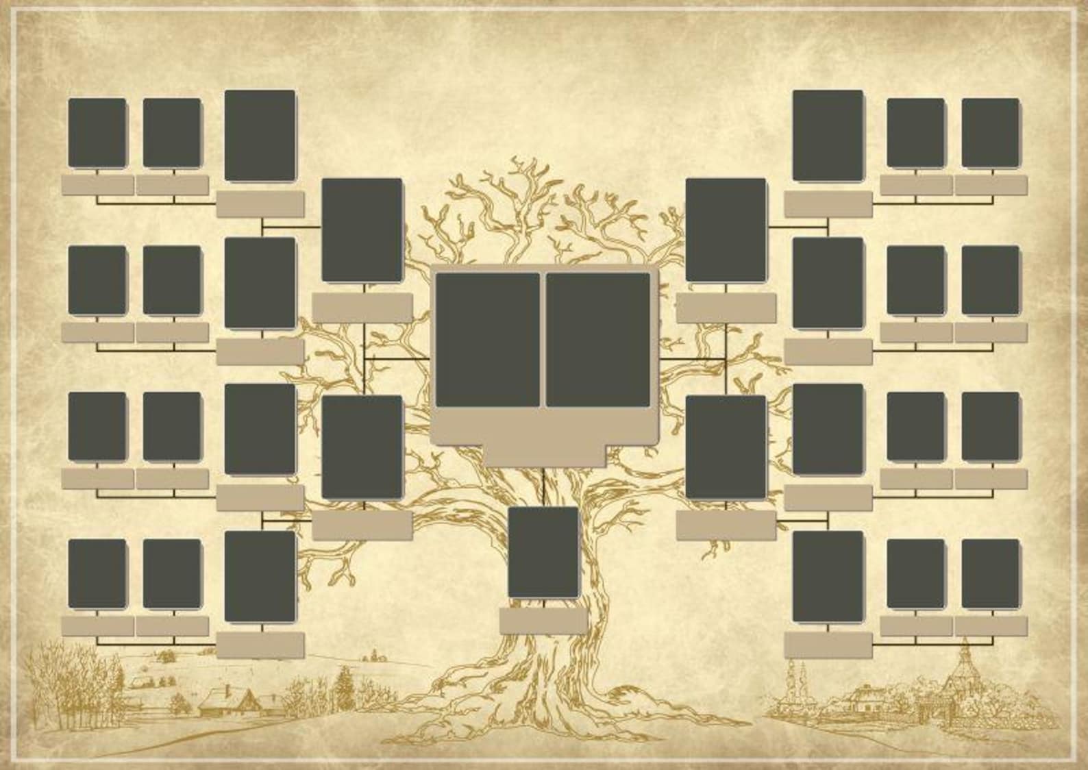 Photo Family Tree 4 Generations Blank File - INSTANT DOWNLOAD Digital ...