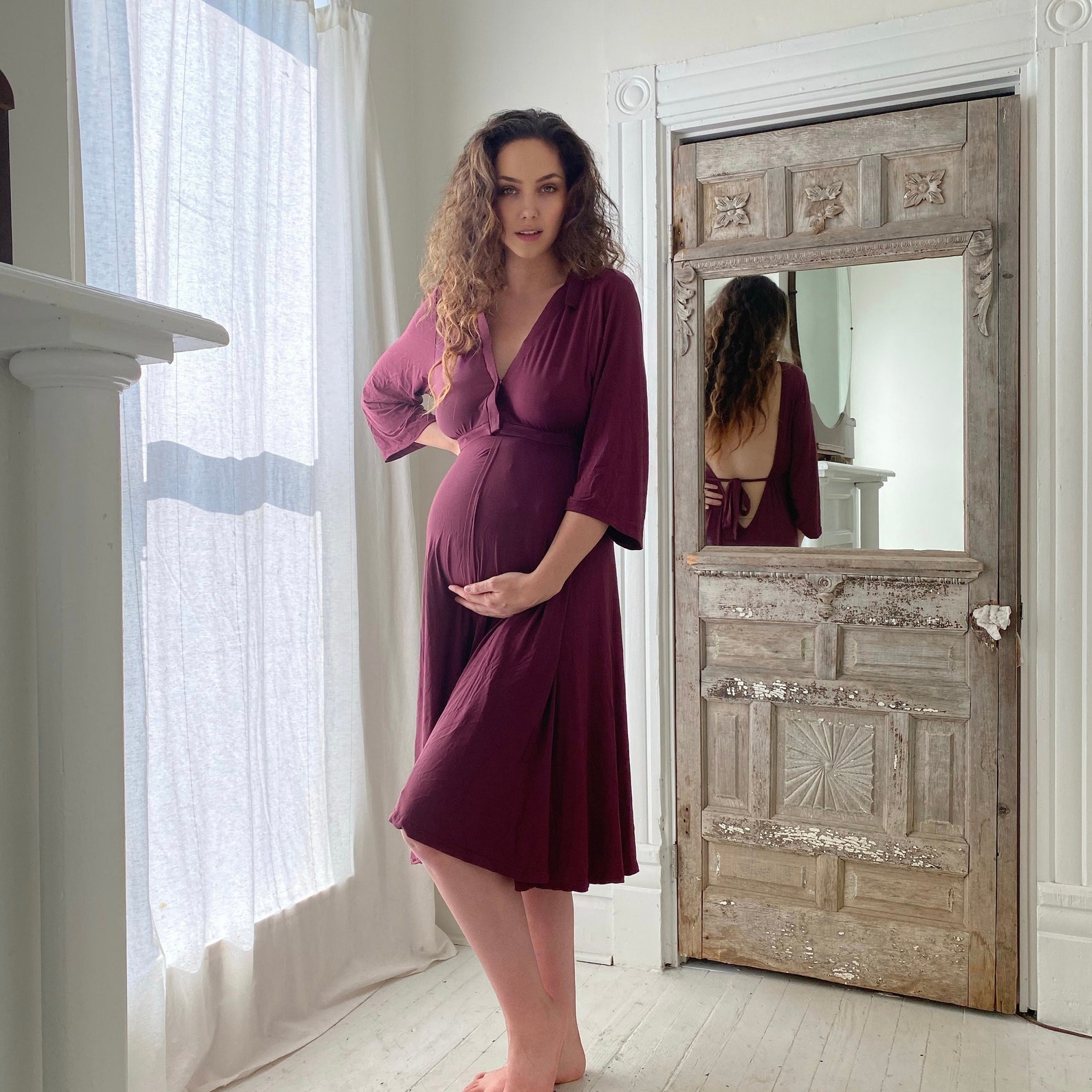 Lila Gown in Plum for Labor & Postpartum - Etsy