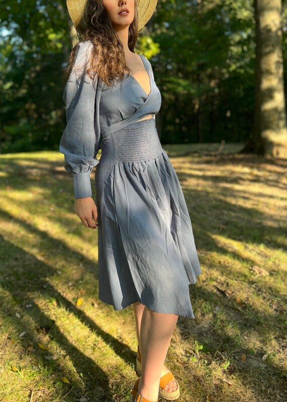 Juniper Dress-steel Blue - Etsy