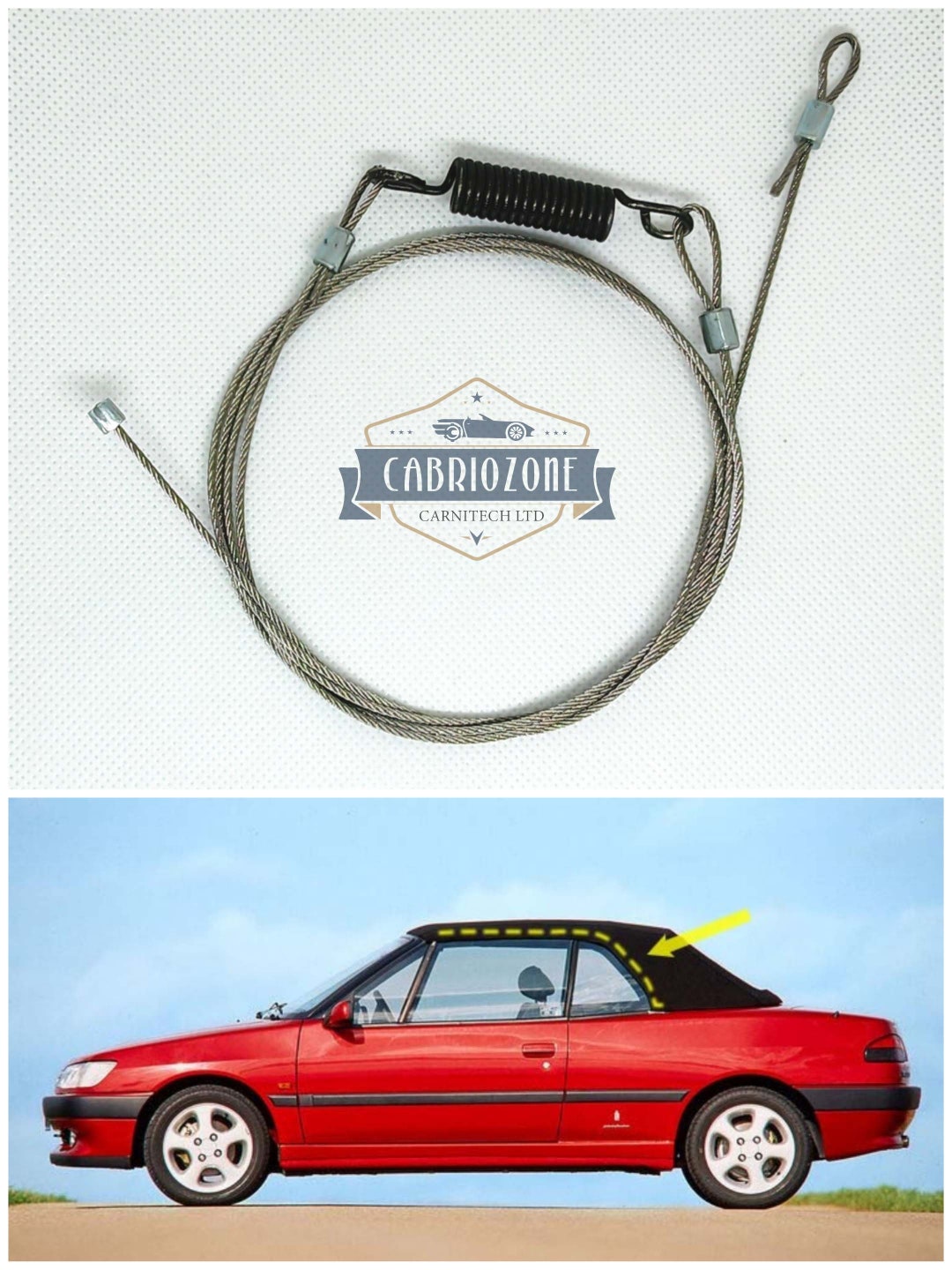 Lateral Tension Cables for Peugeot 306 Cabriolet 1994-2003 - Set Right ...