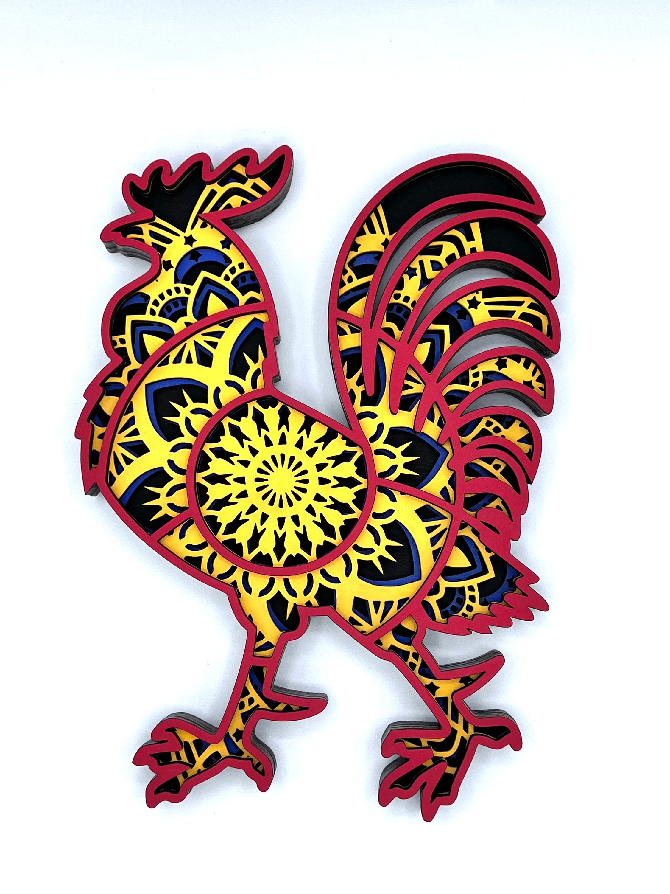 Rooster Multi-layered Wood, Rooster Decor, Farmhouse Decor, Gifts for ...