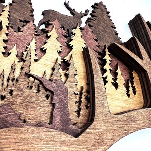 Multi-layer Antler Deer Hunter, Hunting Decor, Wood Deer Gift, Wall Art ...