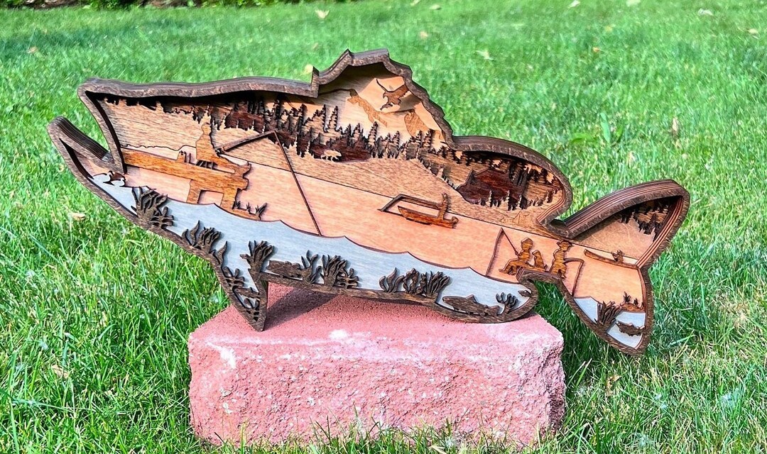 Largemouth Bass Fishing Multi-layered Wood, Fishing Decor, Bass Gift ...