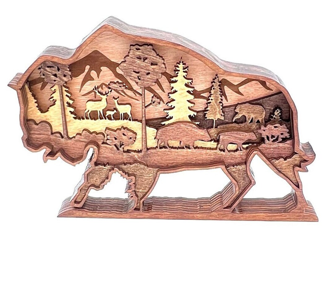 Bison Multi-layer Wood, Bison Decor, Wooden Bison, Buffalo Decor - Etsy