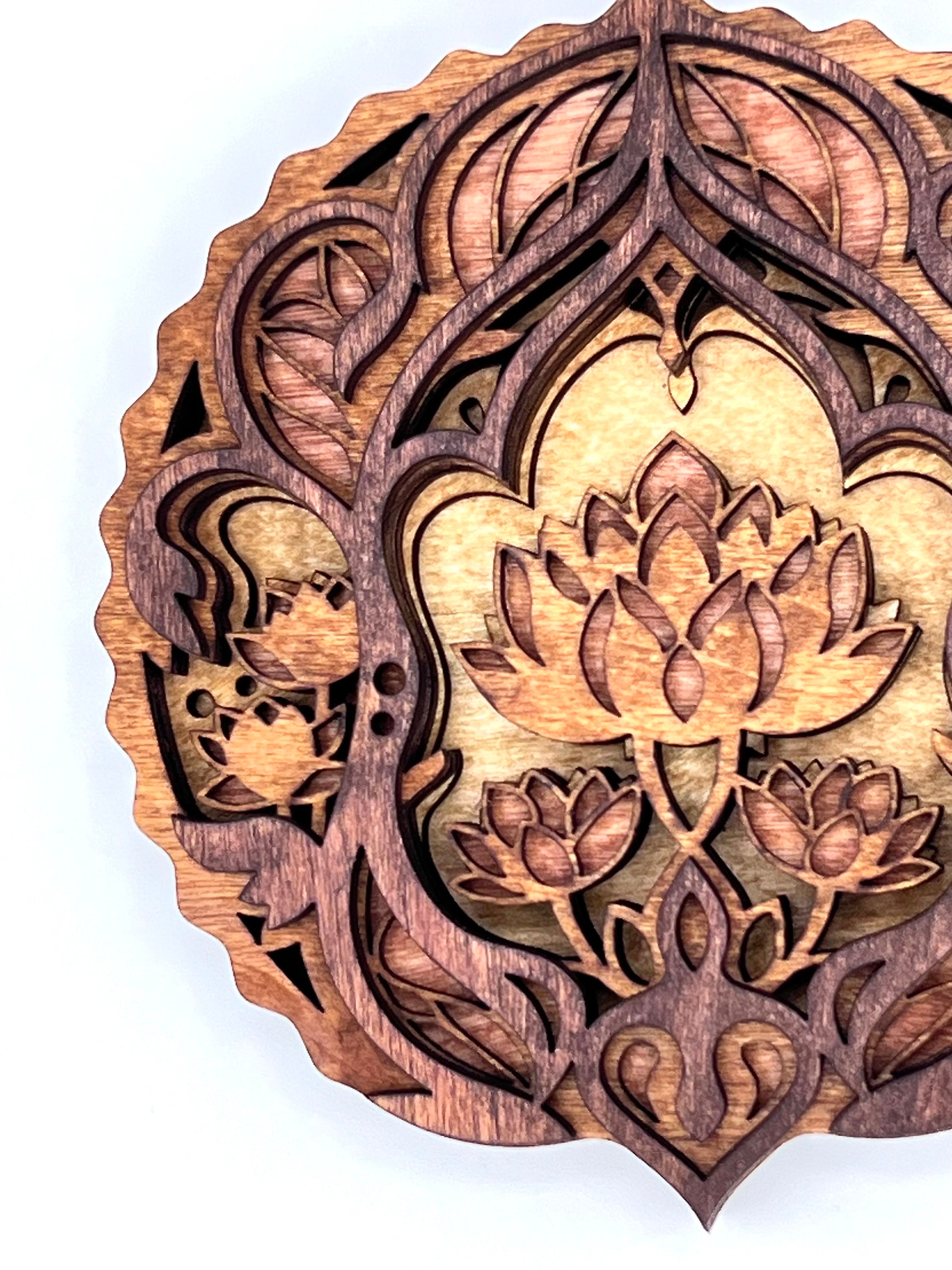 Lotus Flower 5 Layer Wood, Lotus Flower, Lotus, Lotus Flower Wall Art ...