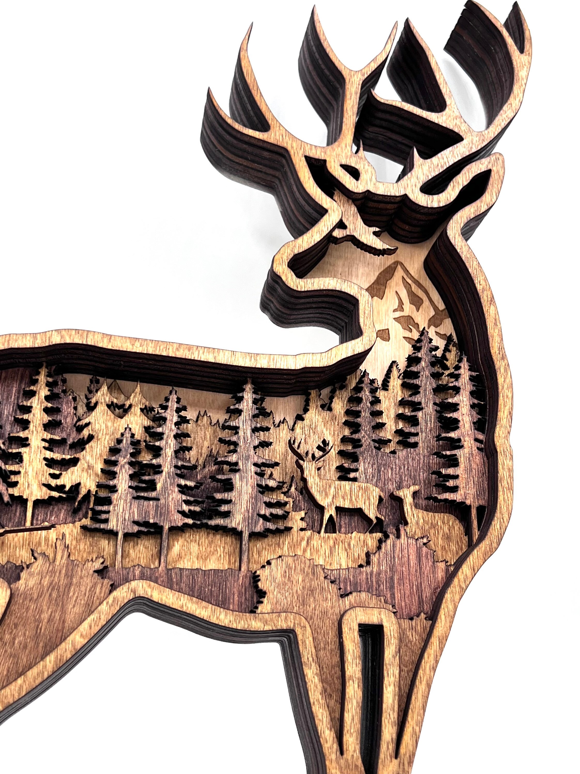 Multi-layered Deer Hunter Hunting Decor Wood Deer Gift Wall - Etsy