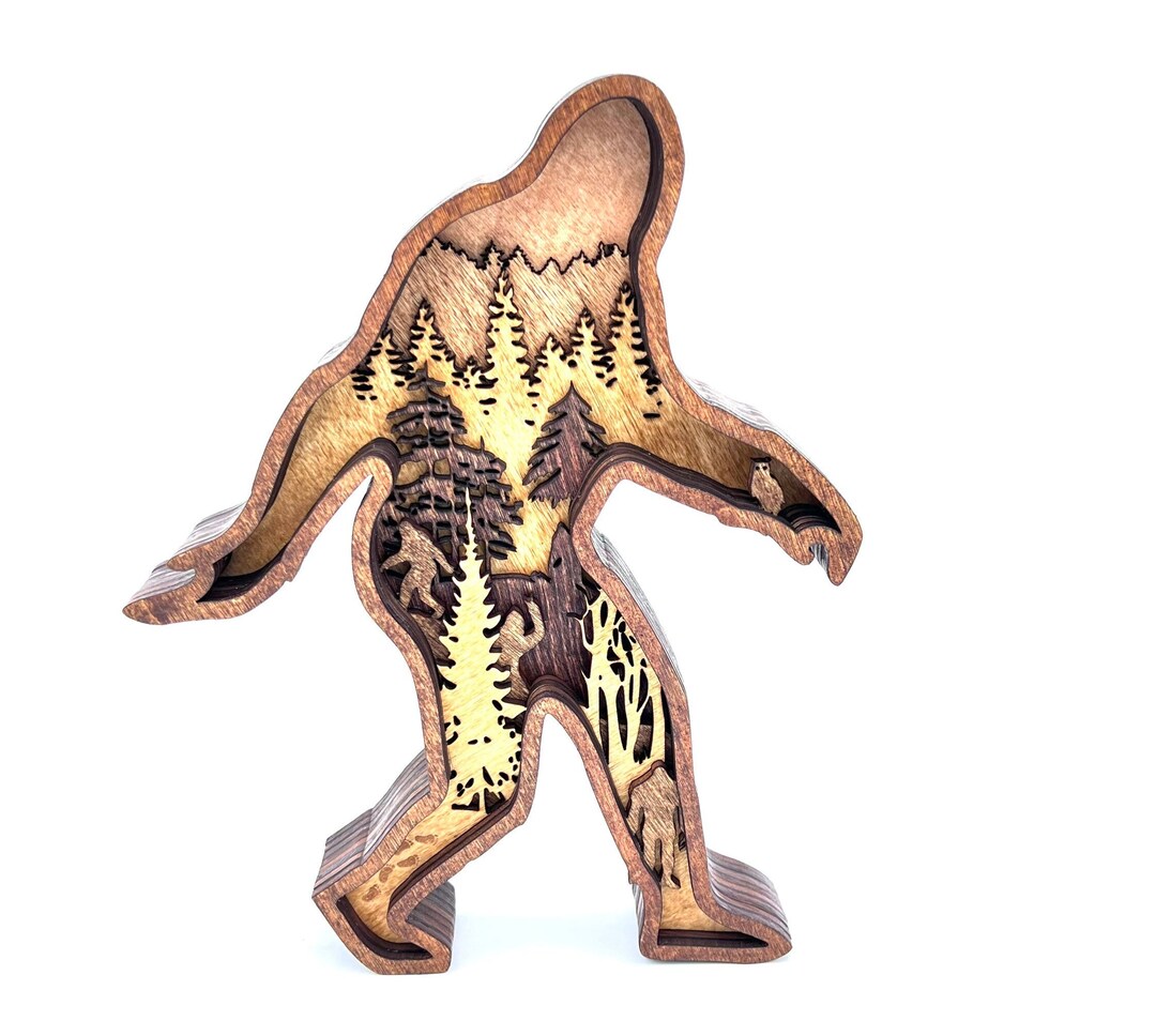 Bigfoot Sasquatch Multi-layered Wood, Bigfoot Gifts, Bigfoot Statue ...