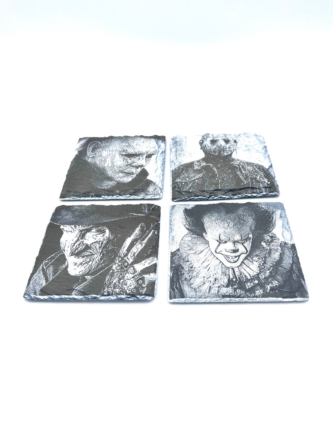 Halloween Coasters, Horror Movie Coasters, Slate Engraved Coasters - Etsy