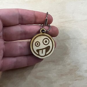 Zani Face Emoji Keychain, Crazy Face Emoji Wood Key Ring - Etsy