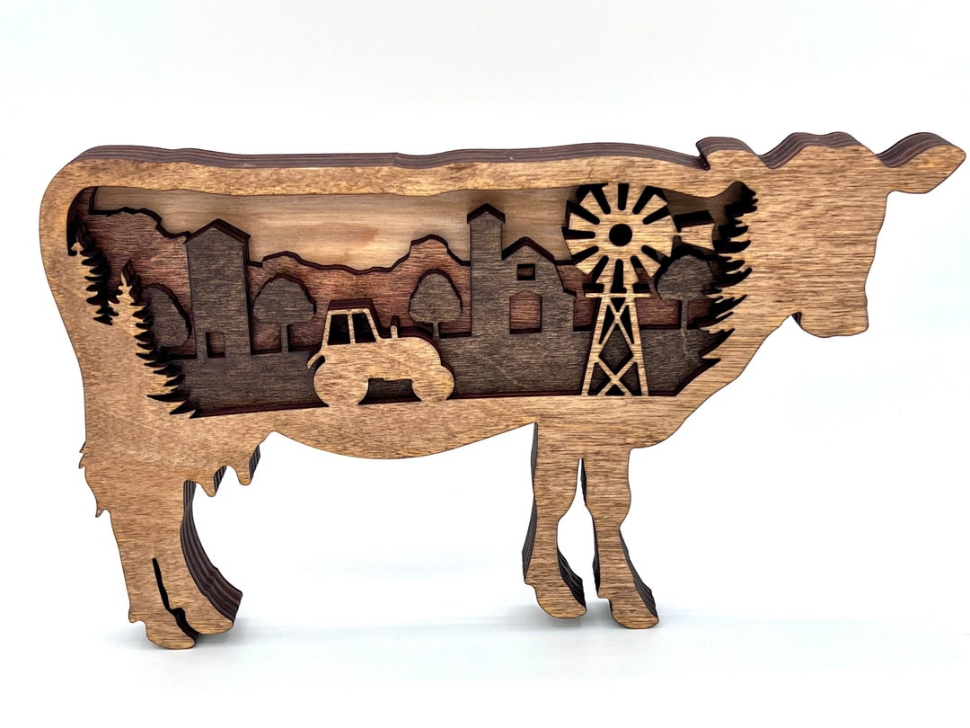 Cow Multi-layered Wood, Farmhouse Decor, Cow Gifts, Cow Decor, Farmer ...
