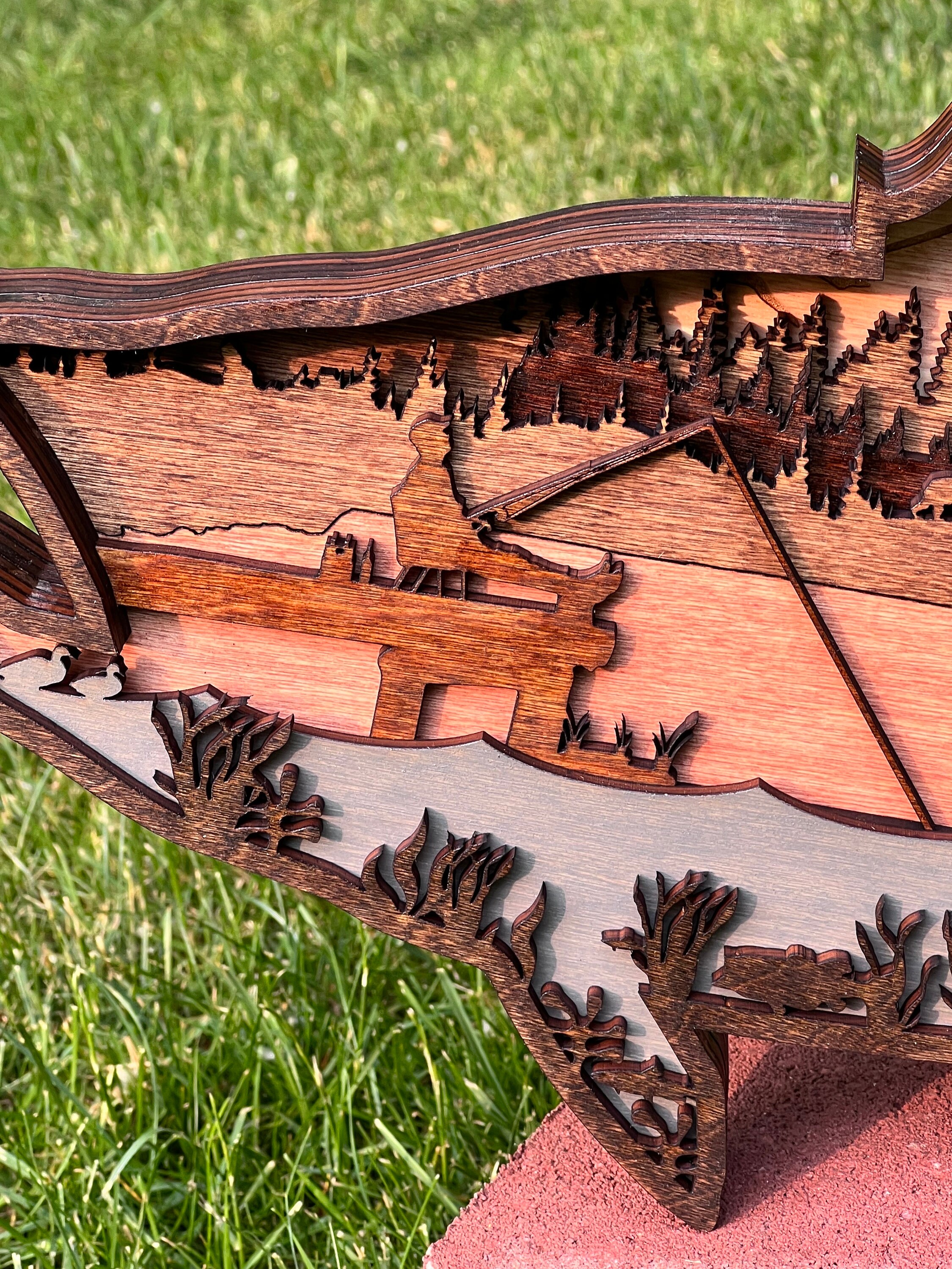 Largemouth Bass Fishing Multi-layered Wood, Fishing Decor, Bass Gift ...