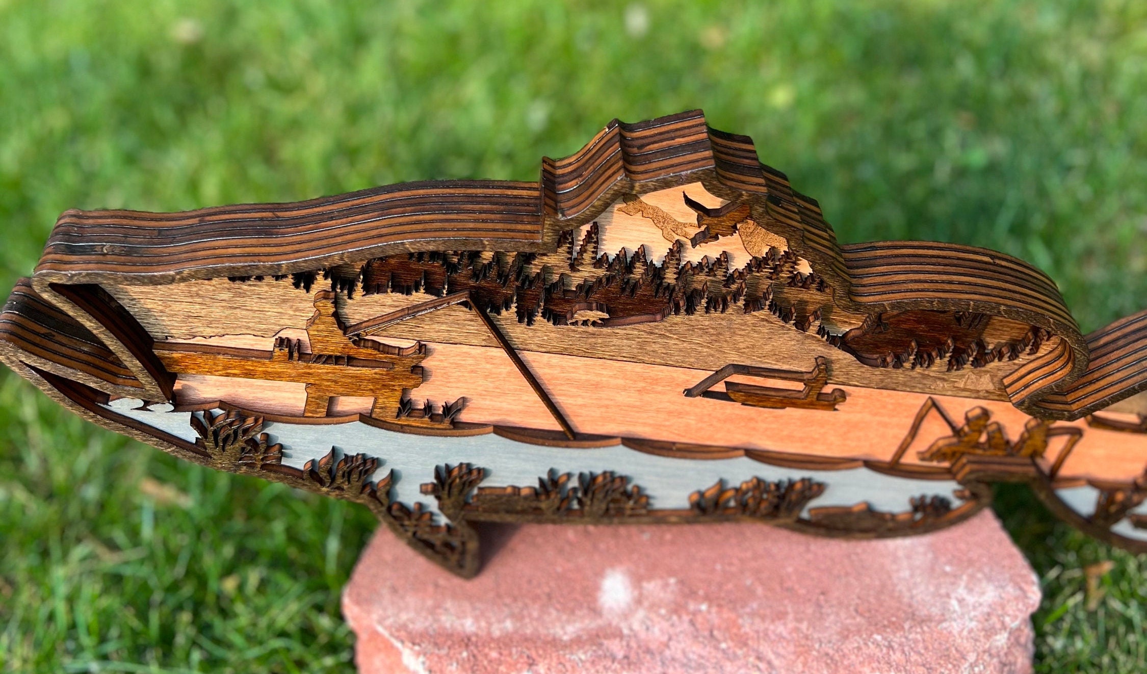 Largemouth Bass Fishing Multi-layered Wood, Fishing Decor, Bass Gift ...