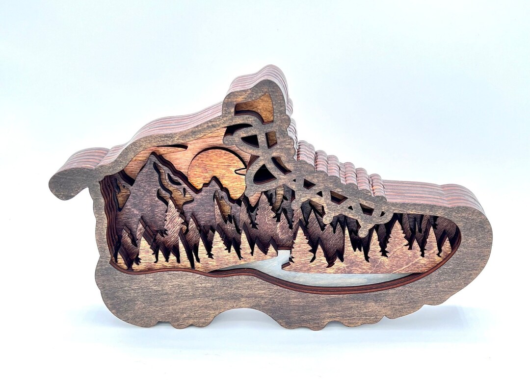 Hiking Boot Multi-layered Wood, Hiking Decor, Hiker Gift, Hiking Gift ...