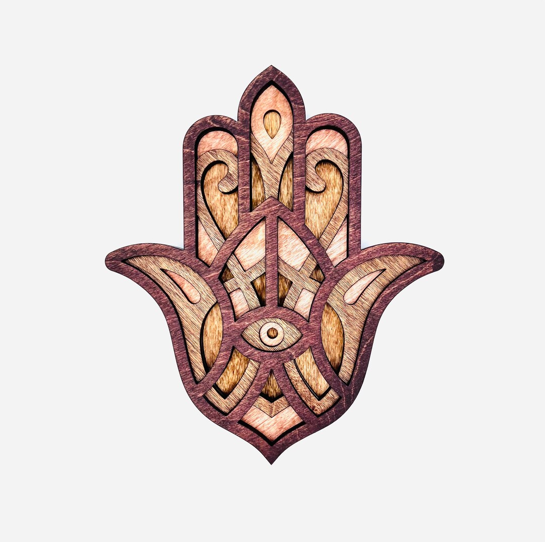 Hamsa Hand, Wall Decor Multi-layered Wood, Hamsa Gift, Hand of Fatima ...