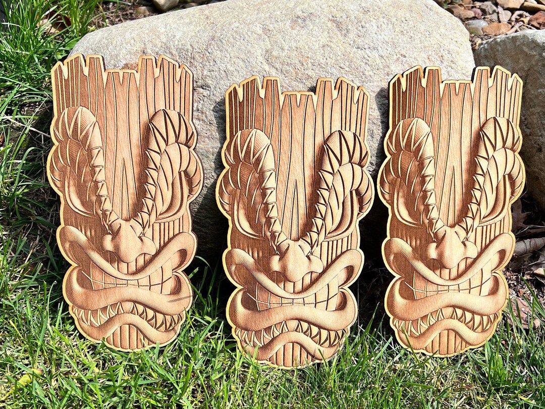 Tiki Mask Wall Art Set of 3, Tiki Bar Decor, Tiki Mask Wood, Tiki Decor ...