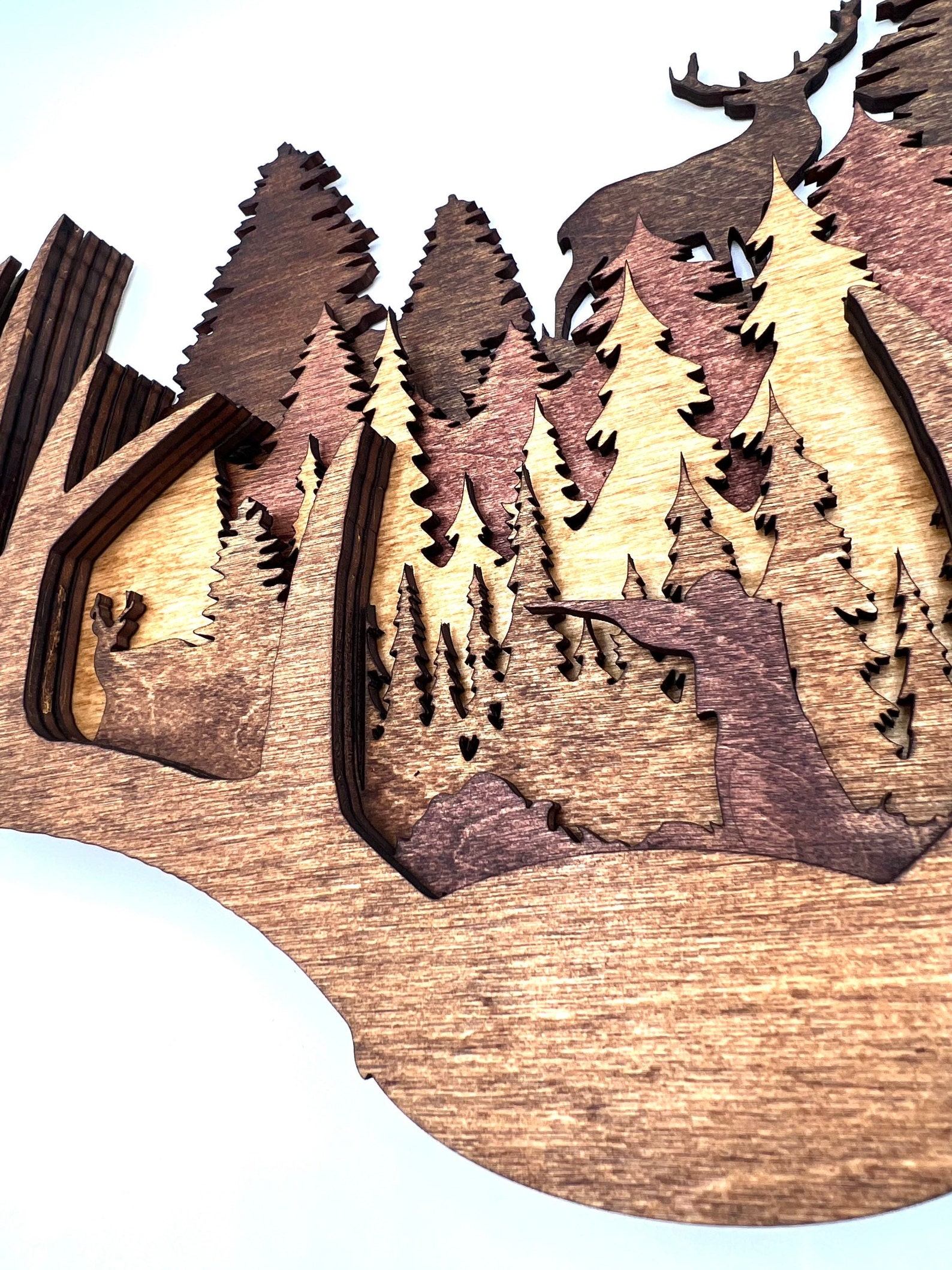 Multi-layer Antler Deer Hunter, Hunting Decor, Wood Deer Gift, Wall Art ...