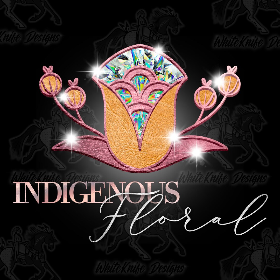 Indigenous Floral Rose Gold & Buckskin Glitter Sparkle Logo, Makeup ...