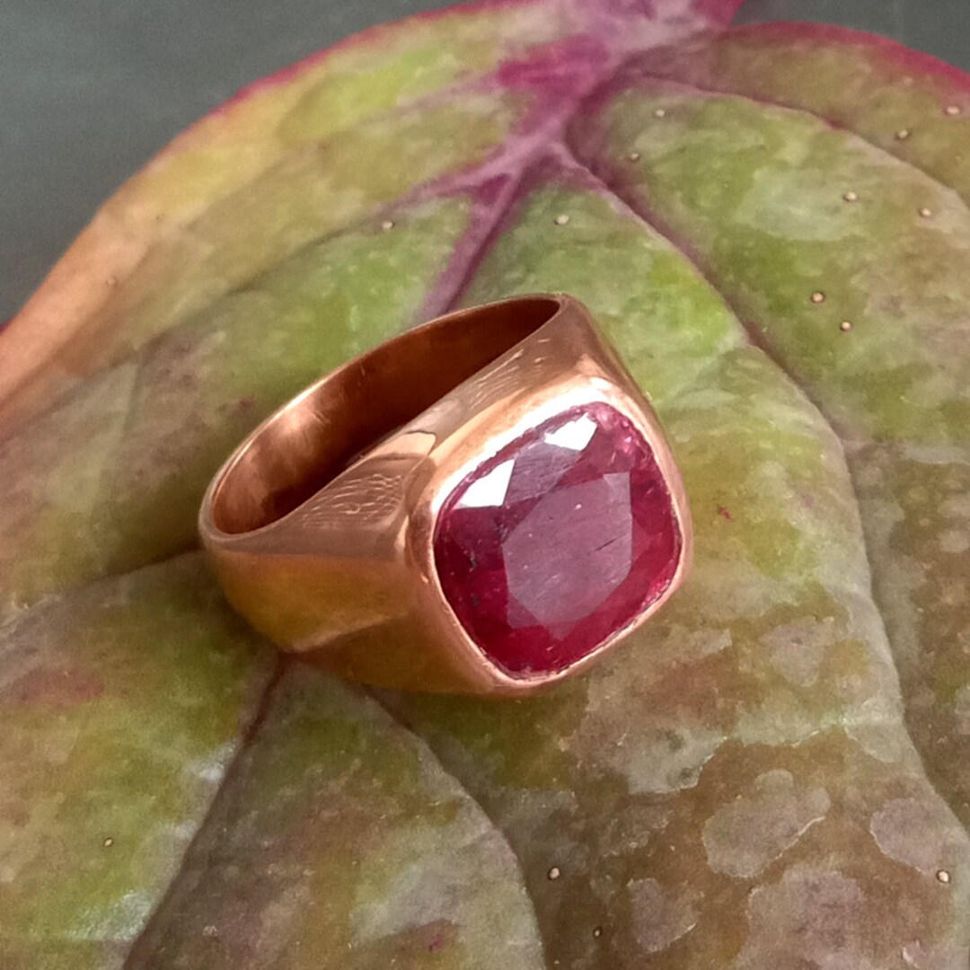 Raw Ruby Gemstone Ring: Cushion 925 Sterling Silver Rose Gold Plated - Etsy