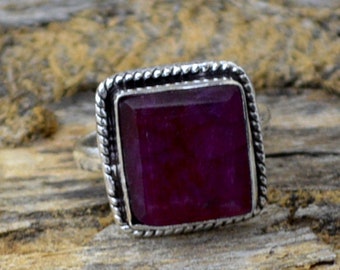 Natural Red Ruby Gemstone Ring, Pear Ruby Ring, 925 Sterling Silver Ring, July Birthstone Gift ...