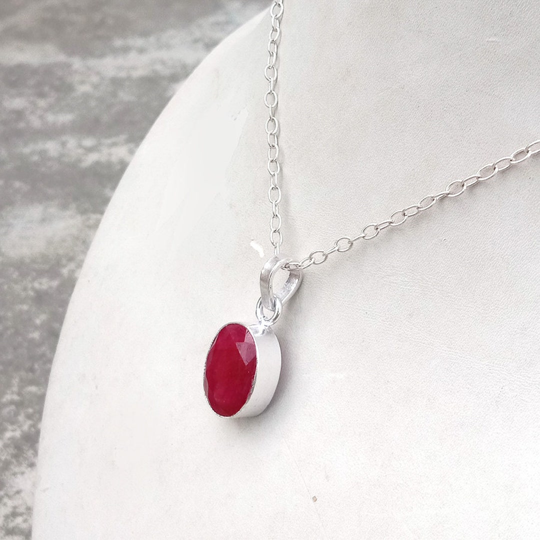 Natural Ruby Gemstone Pendant, 925 Sterling Silver Pendant, July ...