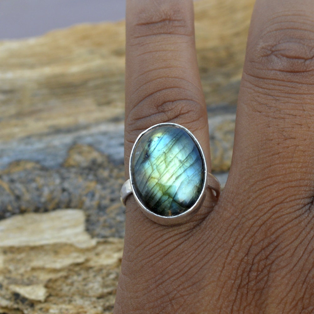 Bold Yellow Labradorite Gemstone Ring Labradorite Ring | Etsy