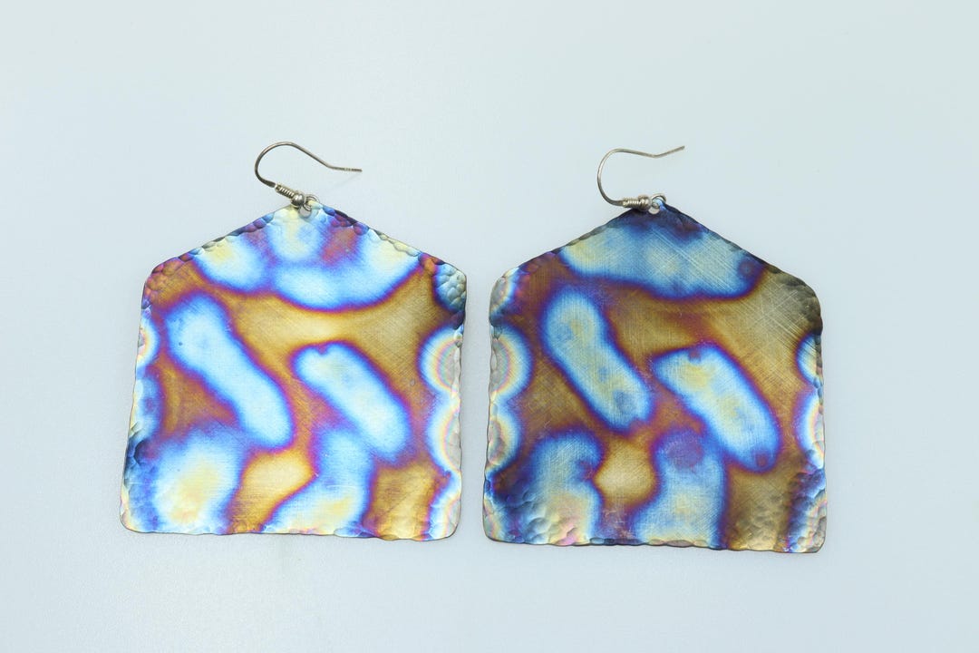 Anodized Titanium Earrings, Modern Statement Jewelry, Sterling Silver ...