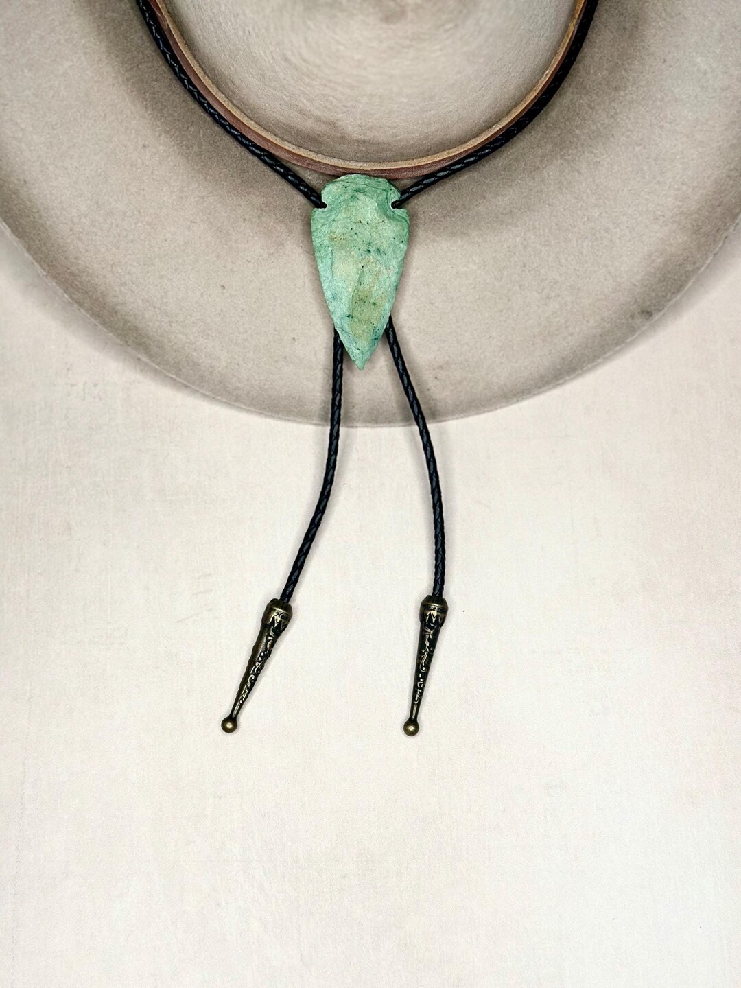 Natural Jade Arrowhead Bolo Tie for Men and Women Cowboy Western Green ...