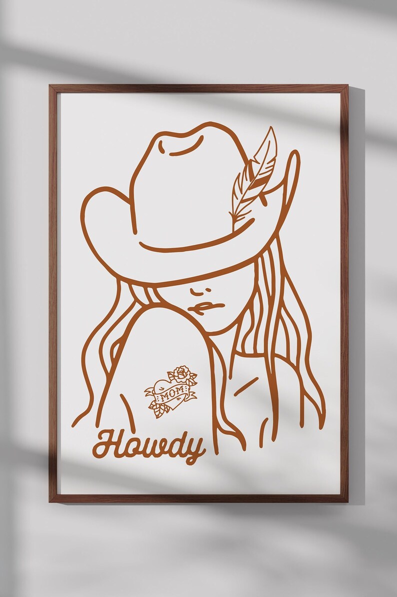 Minimalist Howdy Cowgirl Wall Art Southern Feminist Print Western Decor ...