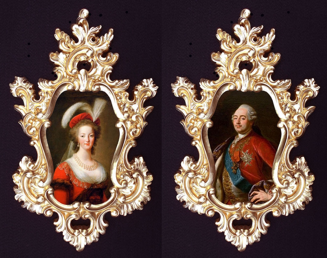 Marie Antoinette and Louis XVI (red) in Baroque Frame.french Royal Wall ...