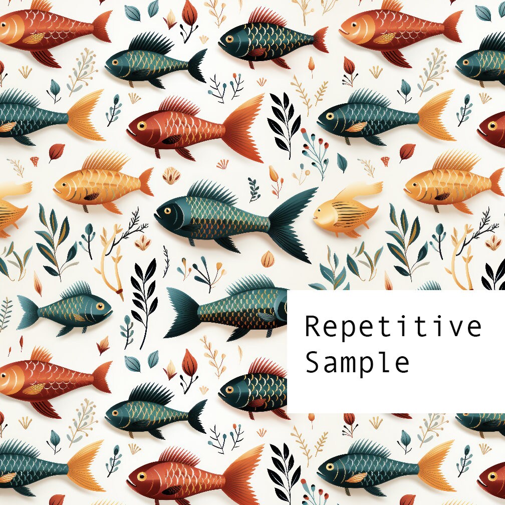 Fish Digital Paper Bohemian Backgrounds Colorful Fish Digital Pattern ...