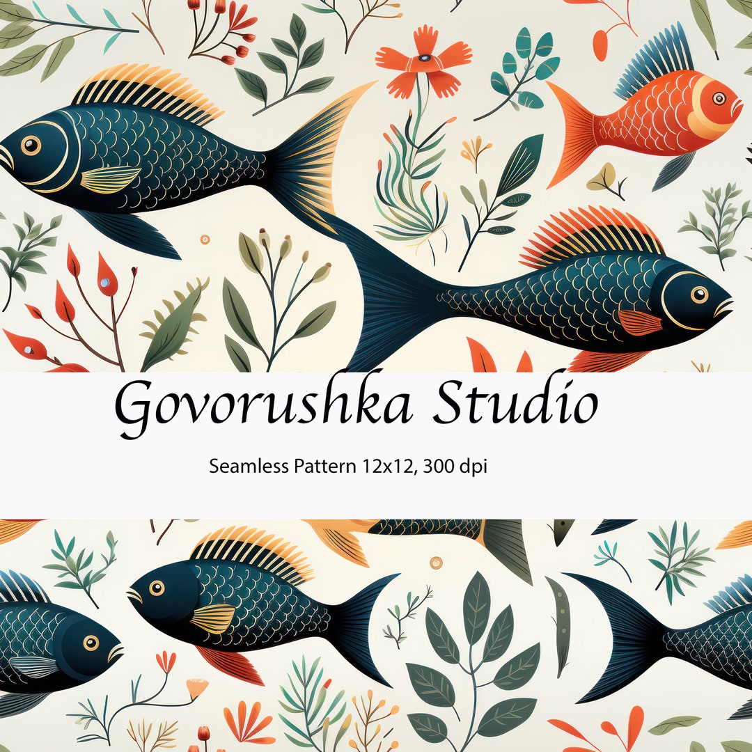 Fish Digital Paper Bohemian Backgrounds Colorful Fish Digital Pattern ...