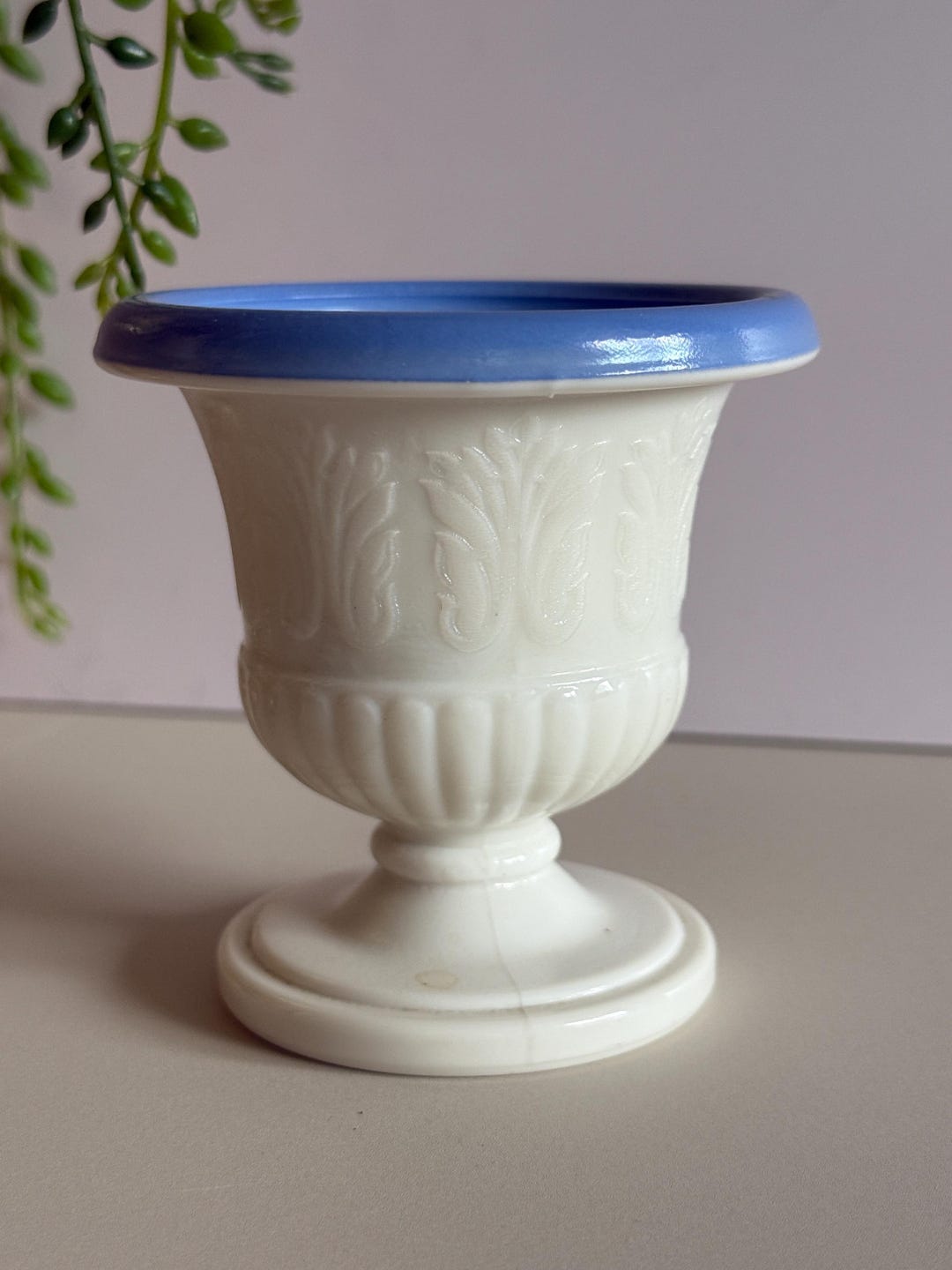 Vintage Mcbeth-evans Milk Glass Urn-style Toothpick Holder – Blue ...