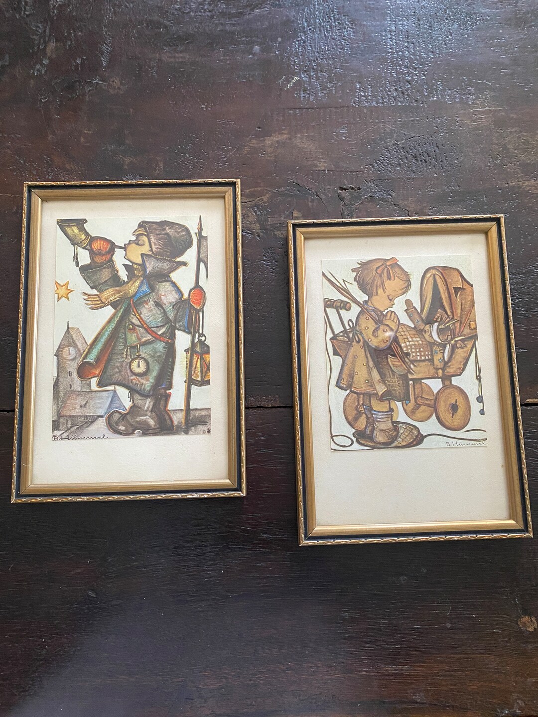 Vintage 1950s Hummel Pencil Drawing Prints in Hanging Frames - Set of 2 ...