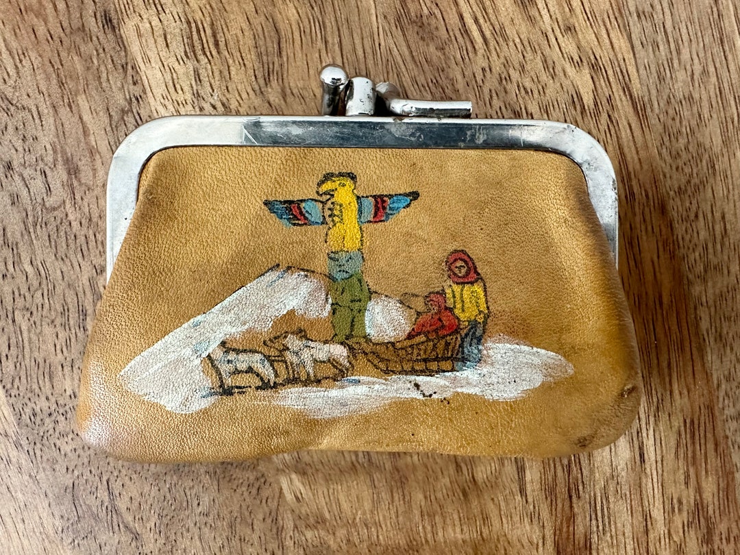 Vintage Leather Coin Purse ALASKA Souvenir Handmade - Etsy