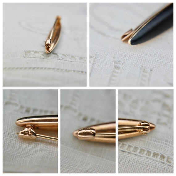 Antique Edwardian Lingerie Pin, 14k Rosy Gold, Black … - Gem