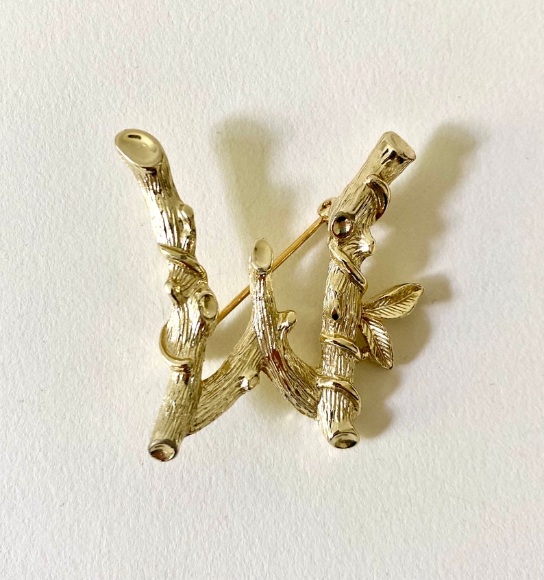 Vintage Sarah Coventry Initial Monogram Brooch in Gold Tone Metal, M P ...