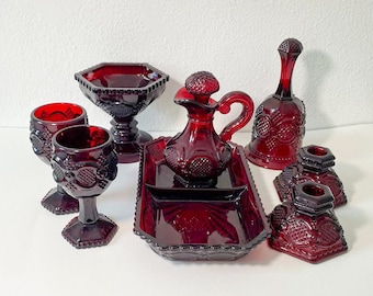 1876 Cape Cod Collection Vintage by Avon Ruby Red Glass MANY OPTIONS ...