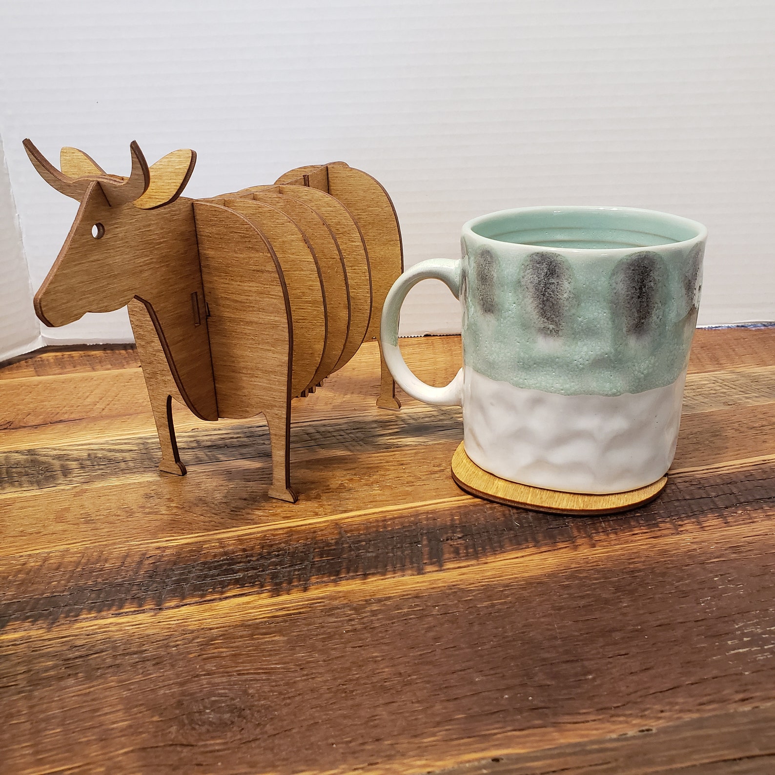 Wooden Cow Coaster Set | Etsy