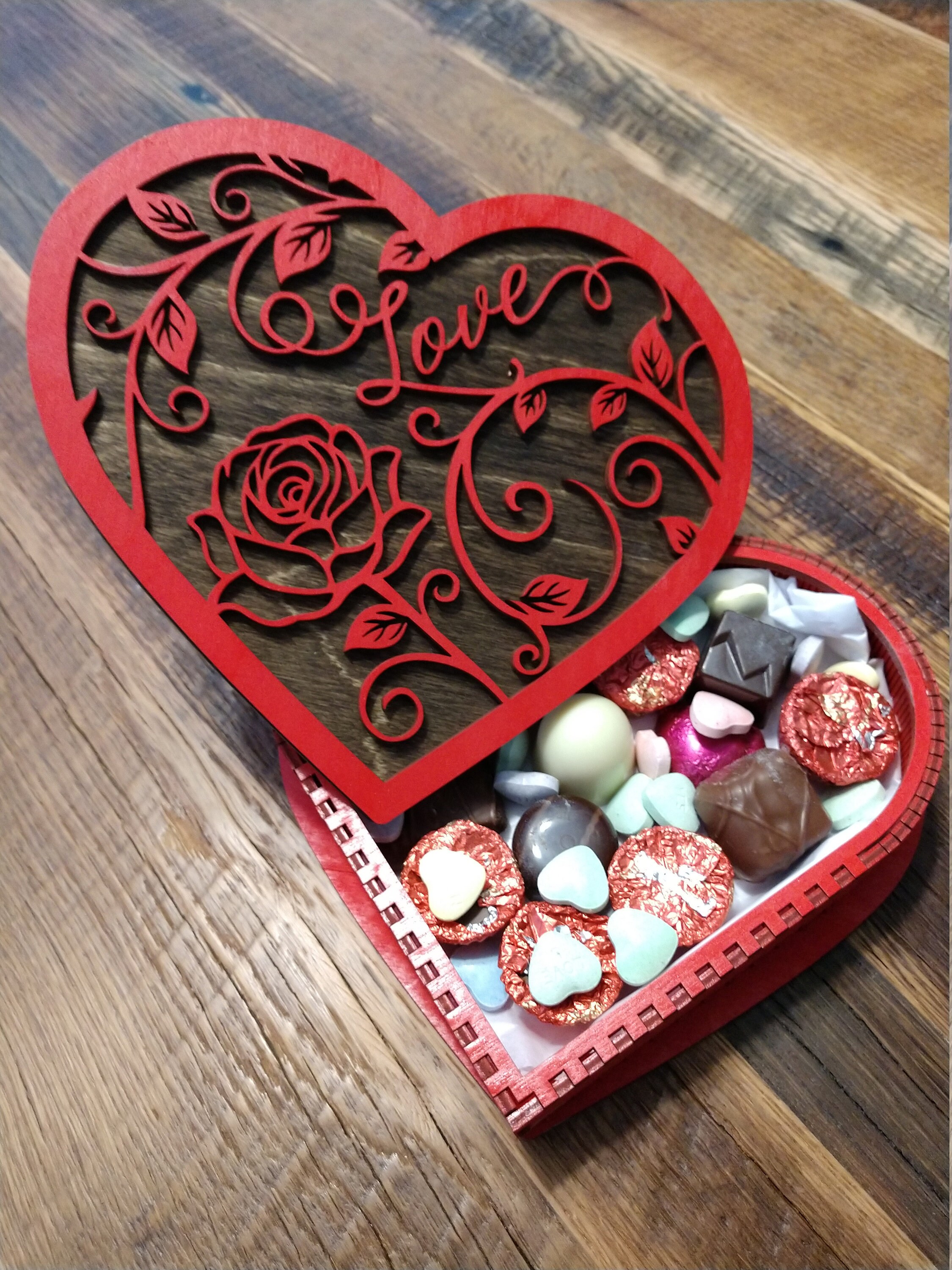 Wood heart shaped candy box | Etsy