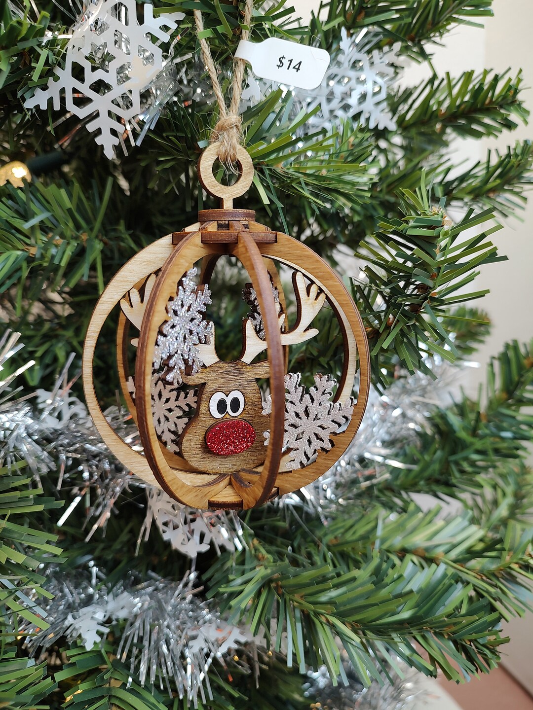 Hand Painted Rudolph the Red Nose Reindeer Wood Ball Ornament - Etsy