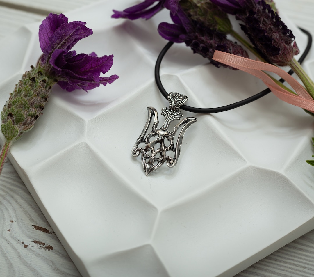 Ukrainian Trident "skull" Pendant for Men. Sterling Silver Tryzub ...